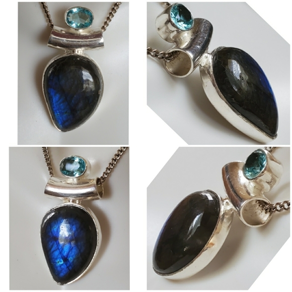 Jewelry | Genuine Canadian Labradorite Blue Topaz Pendant | Poshmark